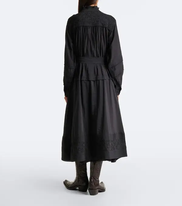 Polo Ralph Lauren Embroidered Ruffled Midi Dress