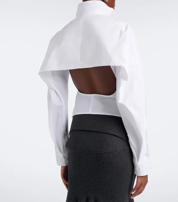 Jacquemus Tulipe Open-back Cotton Poplin Shirt