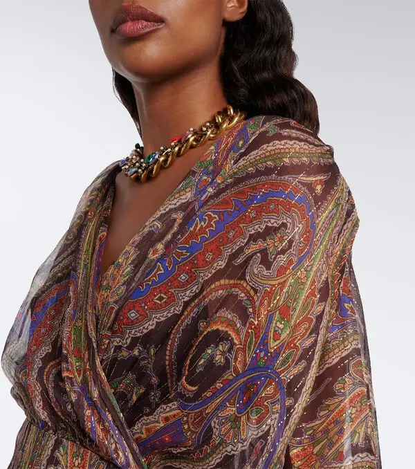 Etro Paisley Ruffled Silk-blend Crêpon Maxi Dress