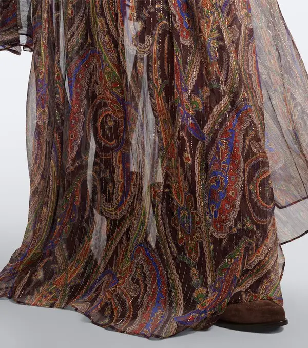 Etro Paisley Ruffled Silk-blend Crêpon Maxi Dress