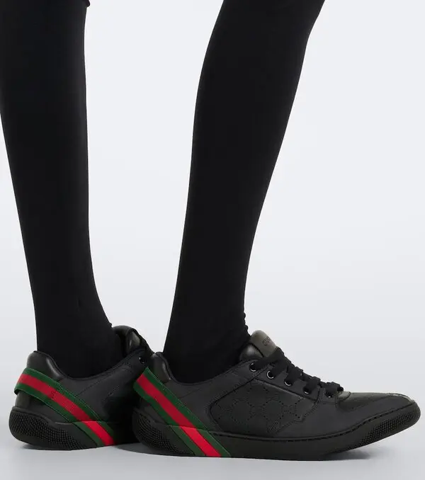 Gucci Screener Web Stripe Leather Sneakers