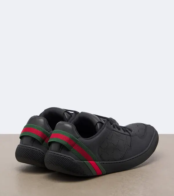 Gucci Screener Web Stripe Leather Sneakers