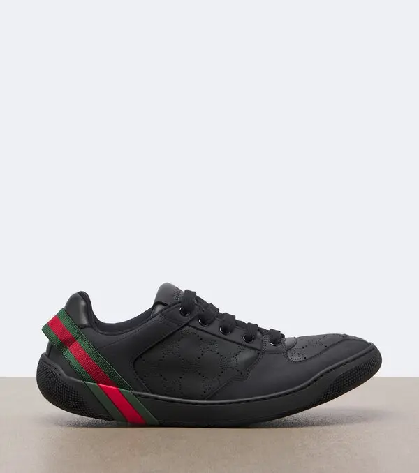 Gucci Screener Web Stripe Leather Sneakers