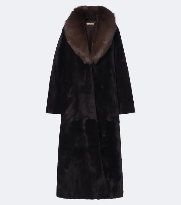 Nour Hammour Astoria Shearling Coat - Brown