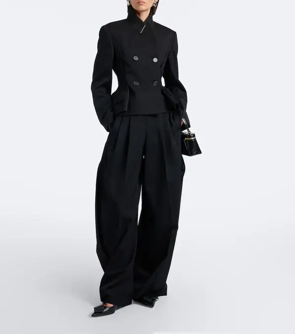 Givenchy Wool Grain De Poudre Barrel-leg Pants