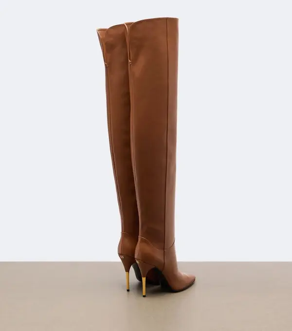 Valentino Garavani Deboot Leather Over-the-knee Boots - Brown