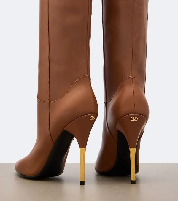 Valentino Garavani Deboot Leather Over-the-knee Boots - Brown