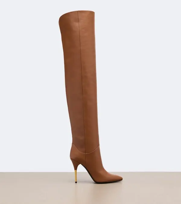 Valentino Garavani Deboot Leather Over-the-knee Boots - Brown