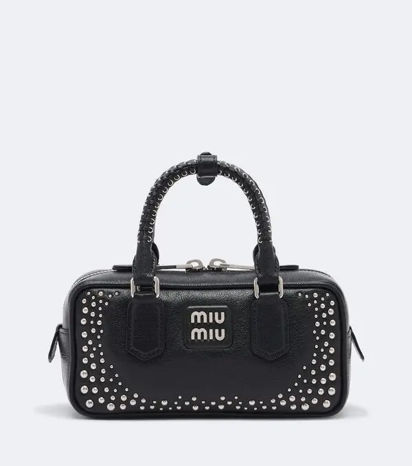 Miu Miu Arcadie Studded Leather Top-handle Bag
