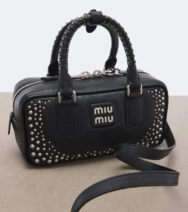Miu Miu Arcadie Studded Leather Top-handle Bag