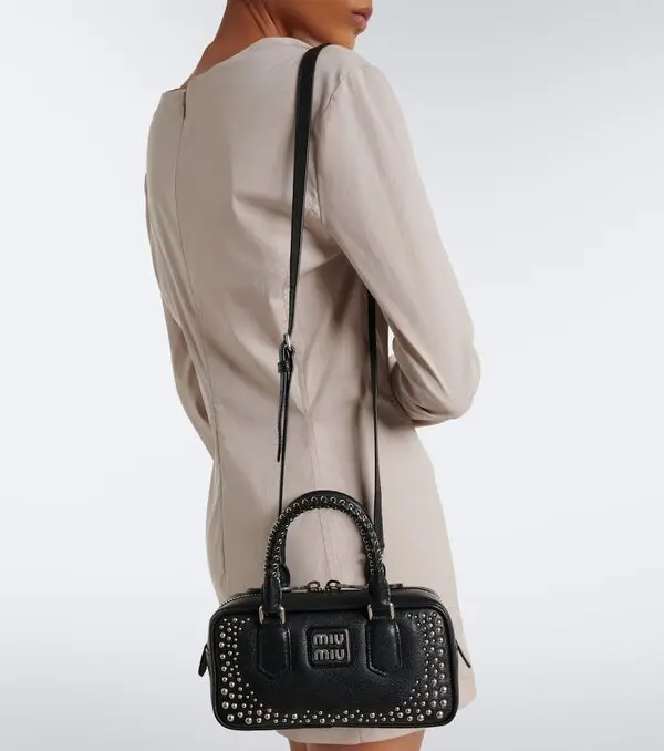 Miu Miu Arcadie Studded Leather Top-handle Bag