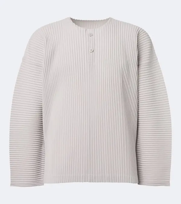Issey Miyake Homme Plissé Monthly Colors: September Pleated Henley Shirt - Grey