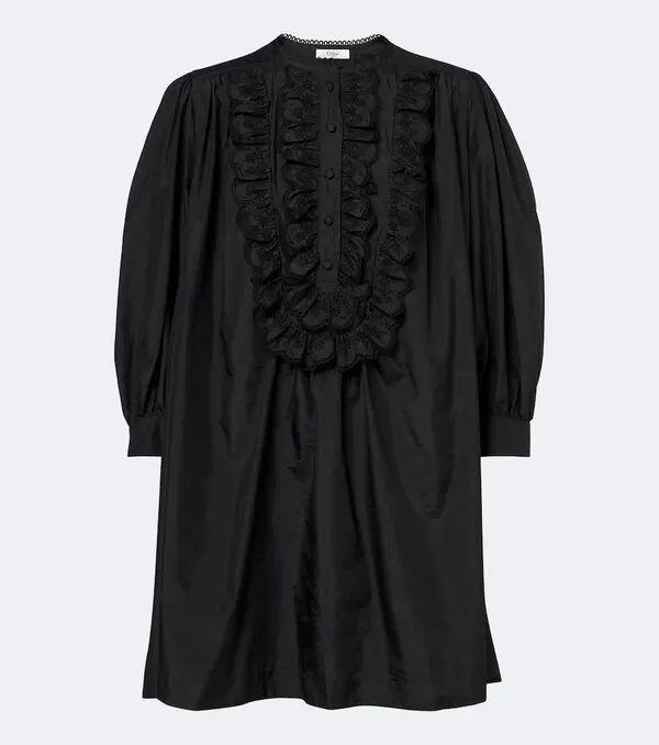 Chloé Ruffled Taffeta Minidress - Black
