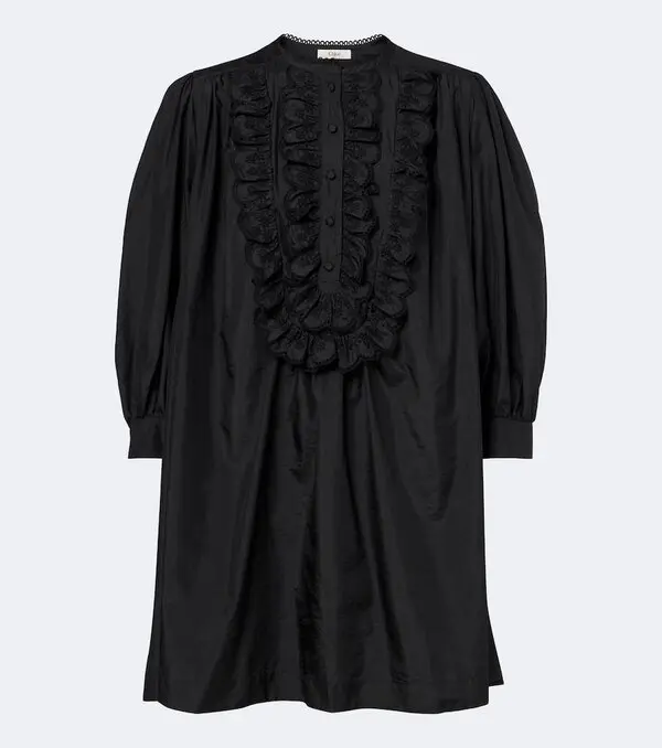 Chloé Ruffled Taffeta Minidress - Black