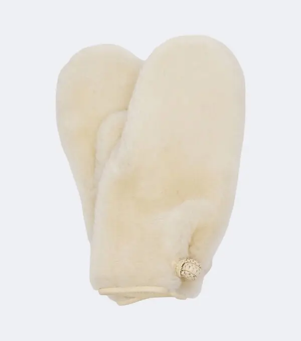 Magda Butrym Shearling Mittens - Beige