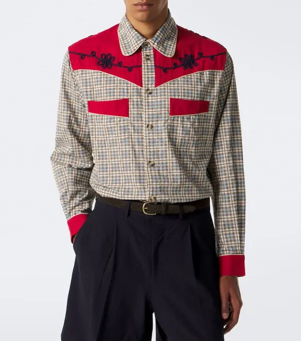 BODE River City Checked Cotton Poplin Western Shirt - Multicoloured