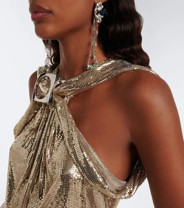 Rabanne X Dinh Van Draped Mesh Gown