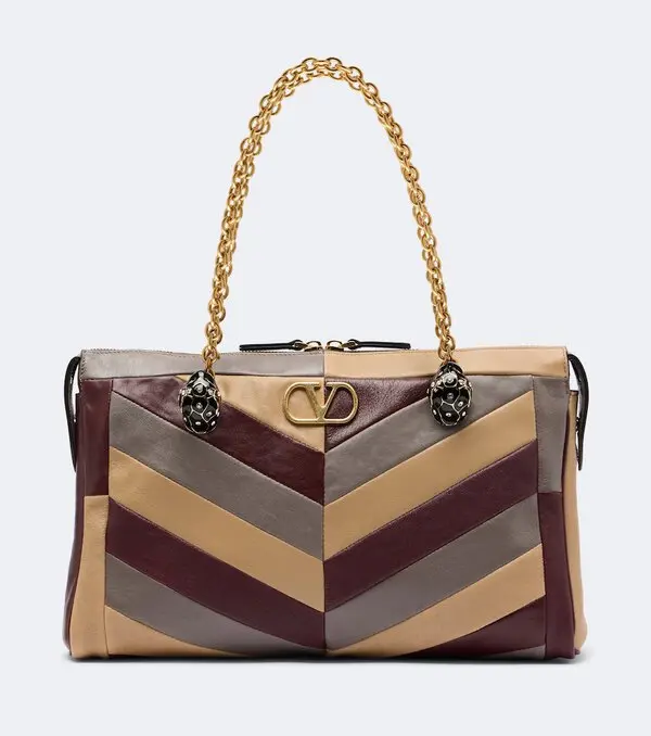 Valentino Garavani Panthea Medium Chevron Leather Shoulder Bag - Pink