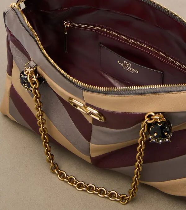 Valentino Garavani Panthea Medium Chevron Leather Shoulder Bag
