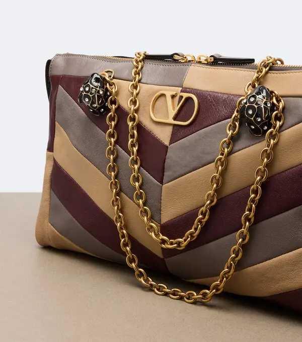 Valentino Garavani Panthea Medium Chevron Leather Shoulder Bag