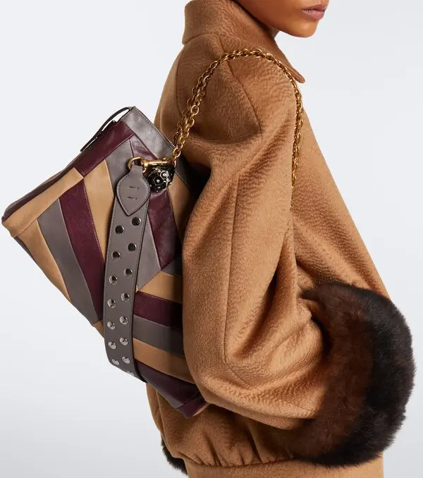 Valentino Garavani Panthea Medium Chevron Leather Shoulder Bag