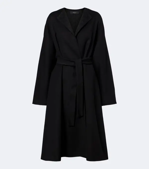 Gucci Gg Belted Wool And Silk Wrap Coat