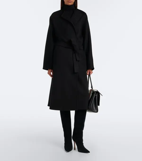 Gucci Gg Belted Wool And Silk Wrap Coat