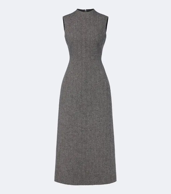 MAISON MARGIELA Herringbone Virgin Wool Midi Dress