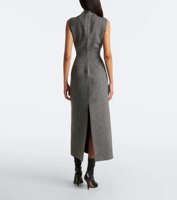 MAISON MARGIELA Herringbone Virgin Wool Midi Dress