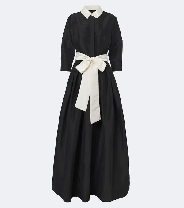 Simkhai Julisse Bow-detail Pleated Taffeta Gown - Black
