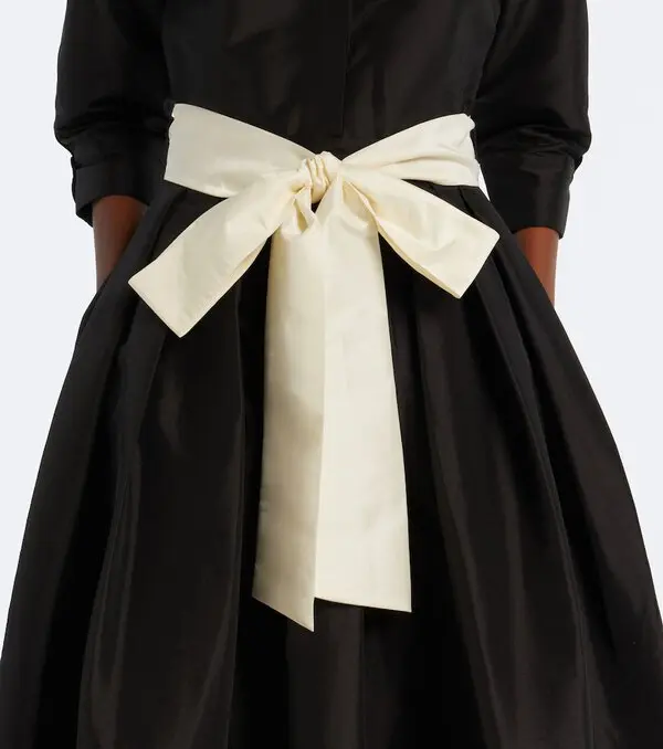Simkhai Julisse Bow-detail Pleated Taffeta Gown