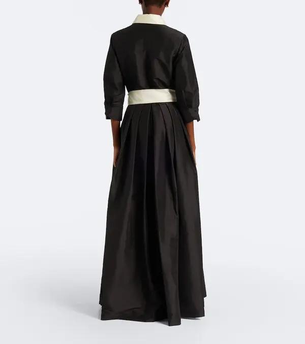 Simkhai Julisse Bow-detail Pleated Taffeta Gown
