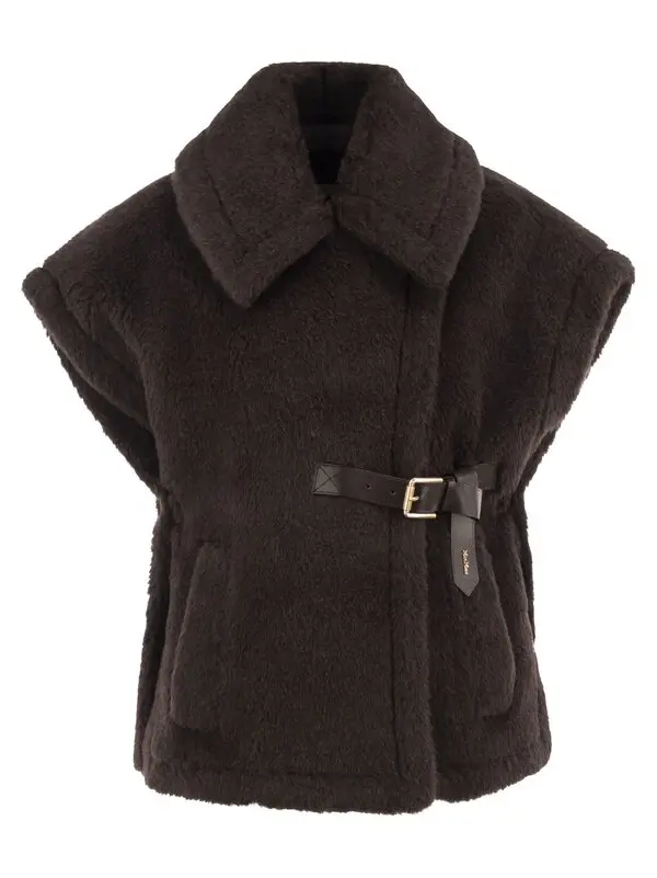 Max Mara Newabavo1 Alpaca, Virgin Wool And Silk Gilet With Leather Belt - Brown