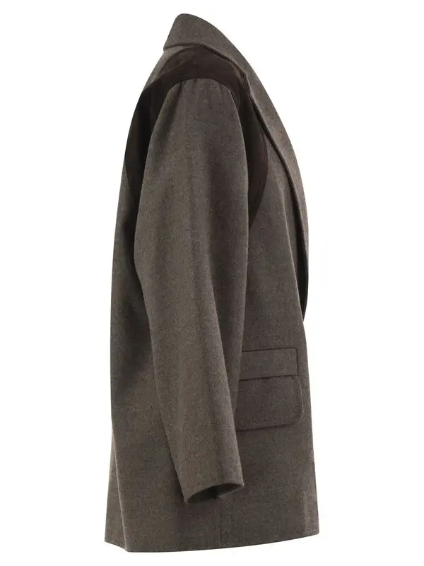 Max Mara Mxsfenice Single-breasted Virgin Wool Blazer With Lambskin Details