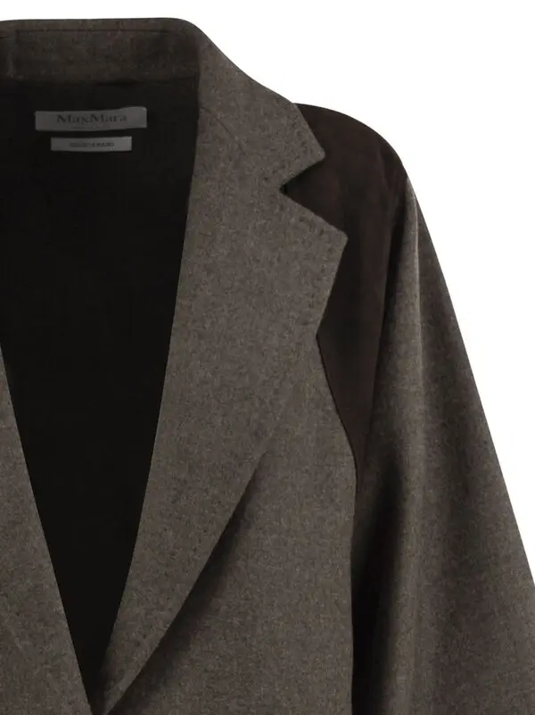 Max Mara Mxsfenice Single-breasted Virgin Wool Blazer With Lambskin Details