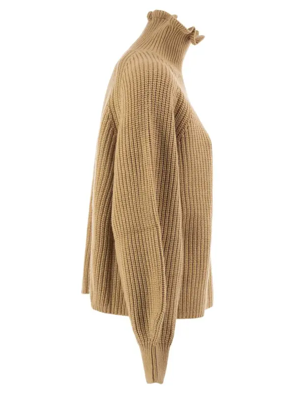 Max Mara Mxmpontile Wool And Cashmere Rib-knit Roll-neck Jumper - Brown