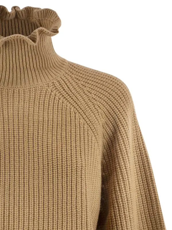 Max Mara Mxmpontile Wool And Cashmere Rib-knit Roll-neck Jumper - Brown