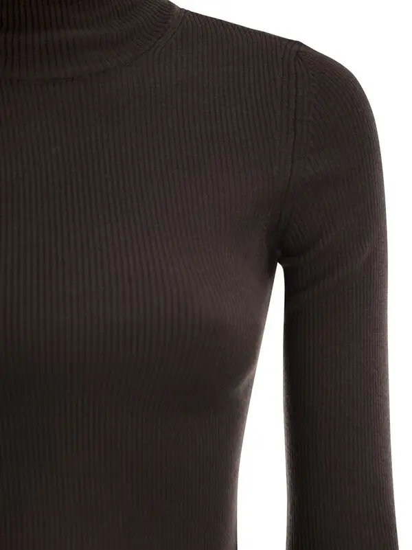 Max Mara Mxscavallo Pure Virgin Wool Ribbed Roll-neck Jumper - Brown