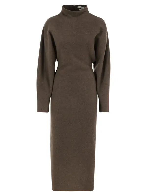Max Mara Mxstenuta Virgin Wool And Cashmere Midi Dress - Brown