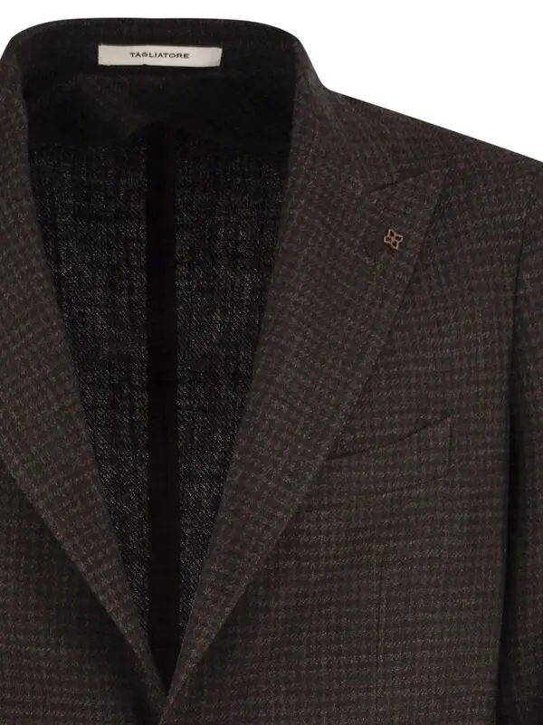 Tagliatore Virgin Wool And Silk Single-breasted Blazer - Brown