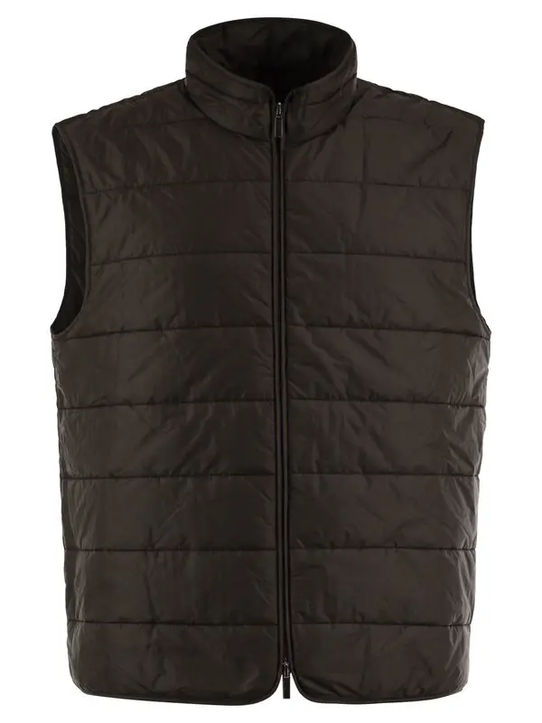 FAY Wool Cardigan With Removable Padded Gilet - Brown