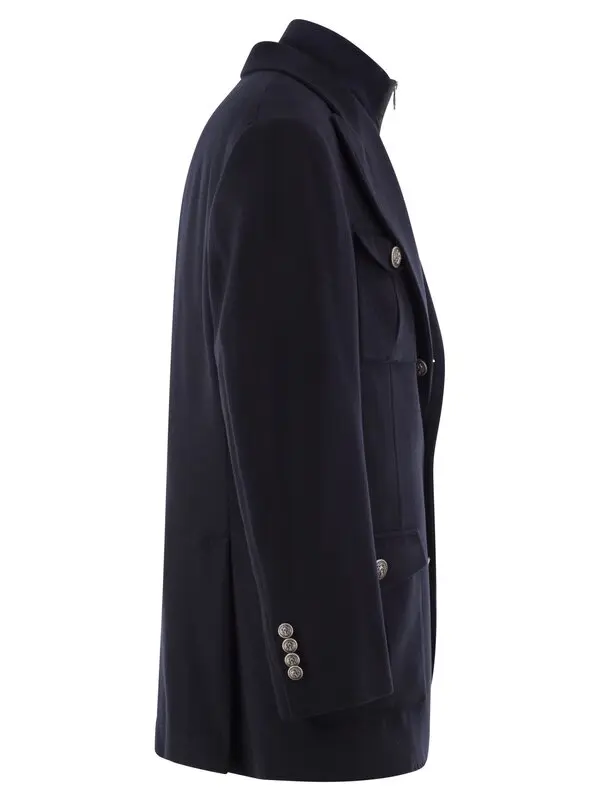 Brunello Cucinelli Virgin Wool Jacket With Removable Padded Gilet - Blue