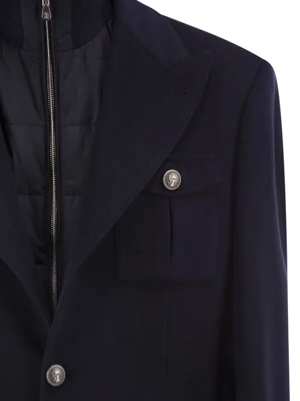 Brunello Cucinelli Virgin Wool Jacket With Removable Padded Gilet - Blue