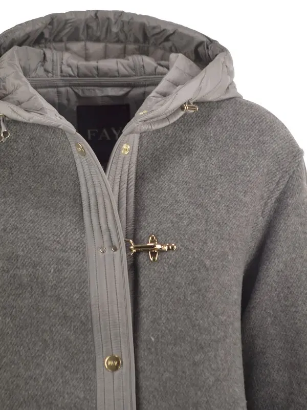 FAY Wool-blend Coat With Padded Hood - Gray