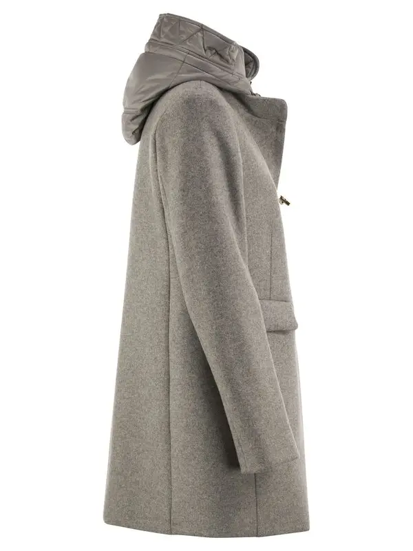 FAY Wool-blend Coat With Padded Bib And Hood