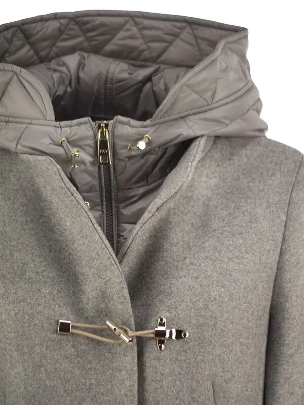FAY Wool-blend Coat With Padded Bib And Hood