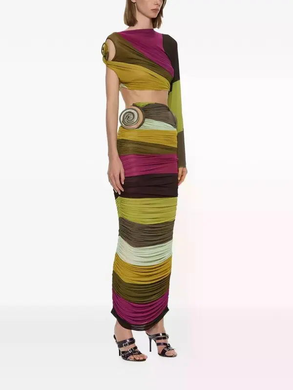 Christopher Esber Aurelia Sculpted Spiral Gathered Maxi Skirt - Green