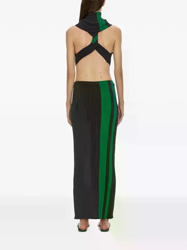 Christopher Esber Mach Stripe-print Tie-waist Maxi Skirt - Grey