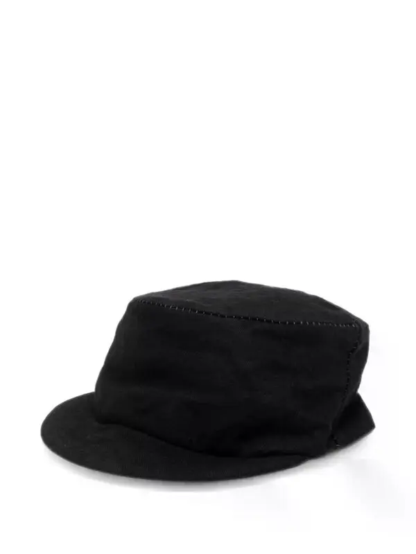 FORME D'EXPRESSION Contrast-stitch Flat-top Hat - Black