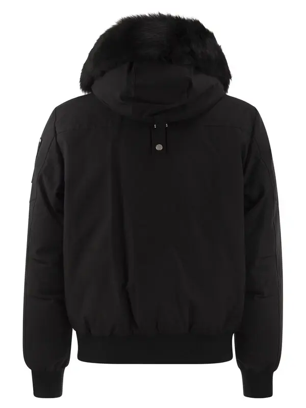 Moose Knuckles Original Ballistic Down-filled Bomber Jacket With Hood And Shearling Trim - Black